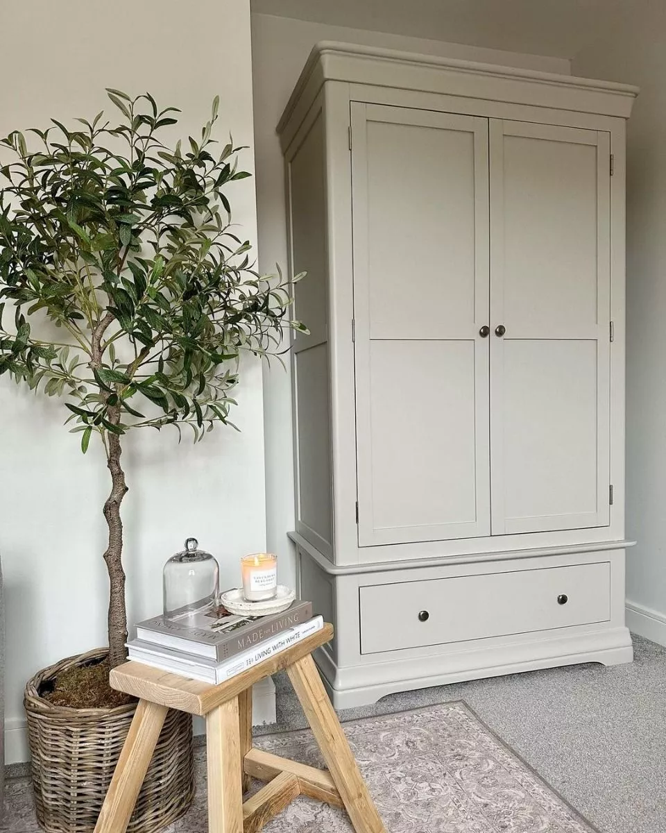 Toulouse Grey Painted Double Wardrobe with Drawer Free Delivery Top Furniture