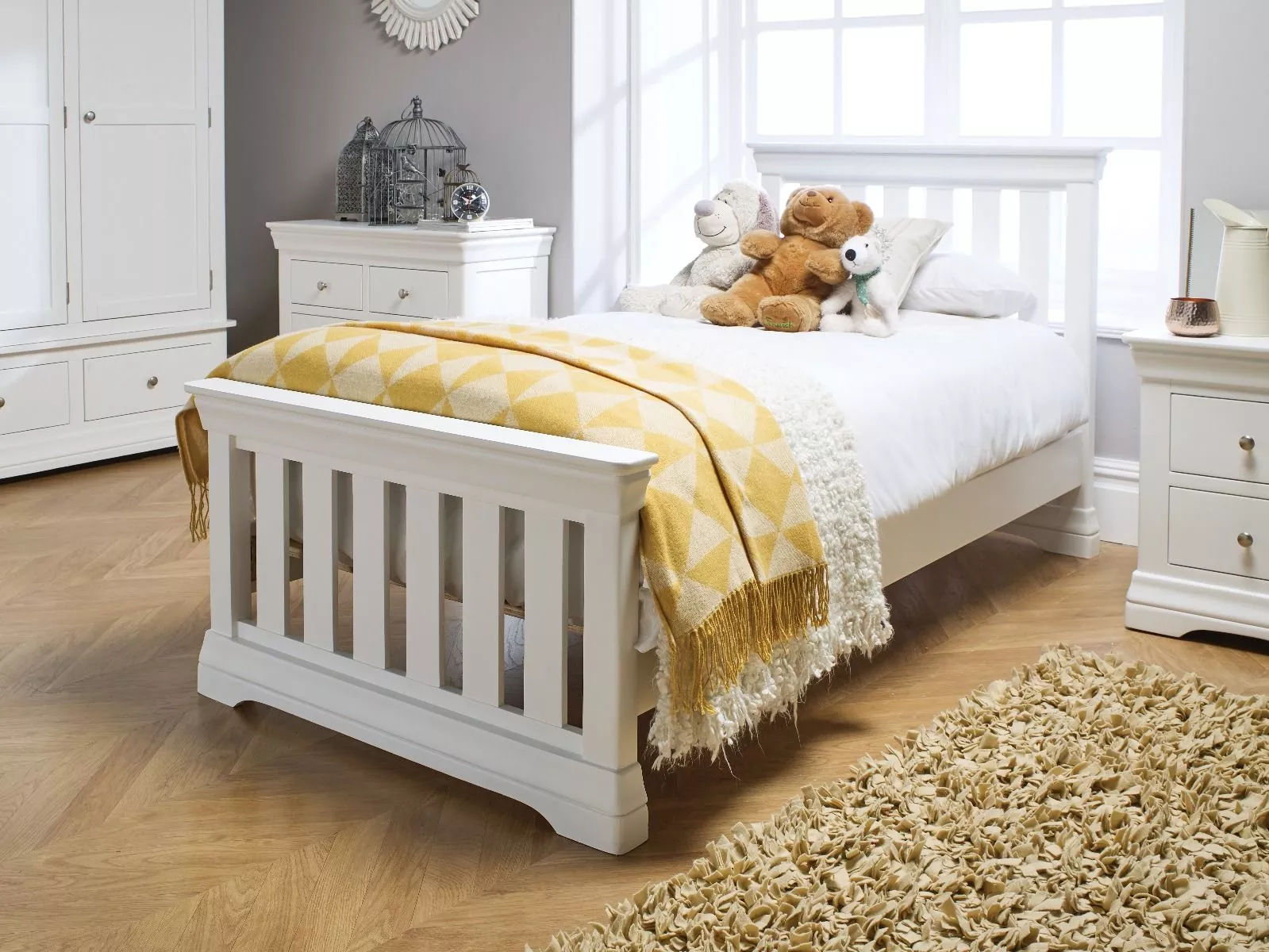 Toulouse White Painted 3 Single Slatted Bed Free Delivery Top Furniture